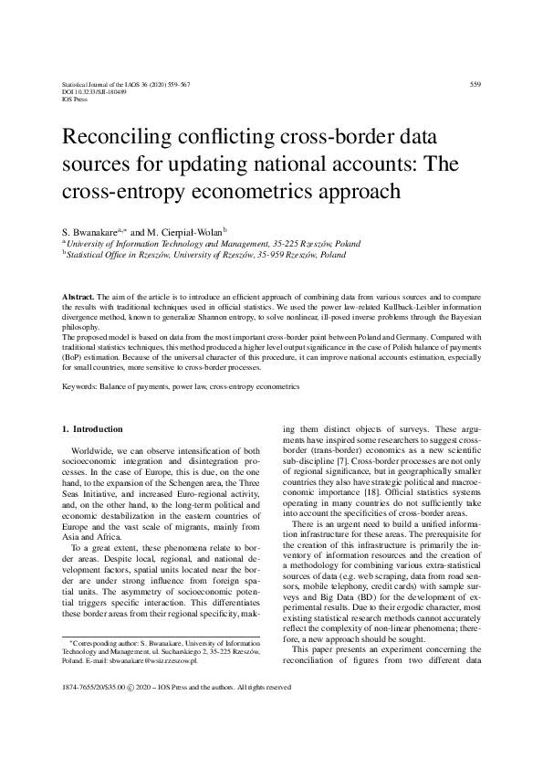 (PDF) Reconciling conflicting cross-border data sources for updating ...