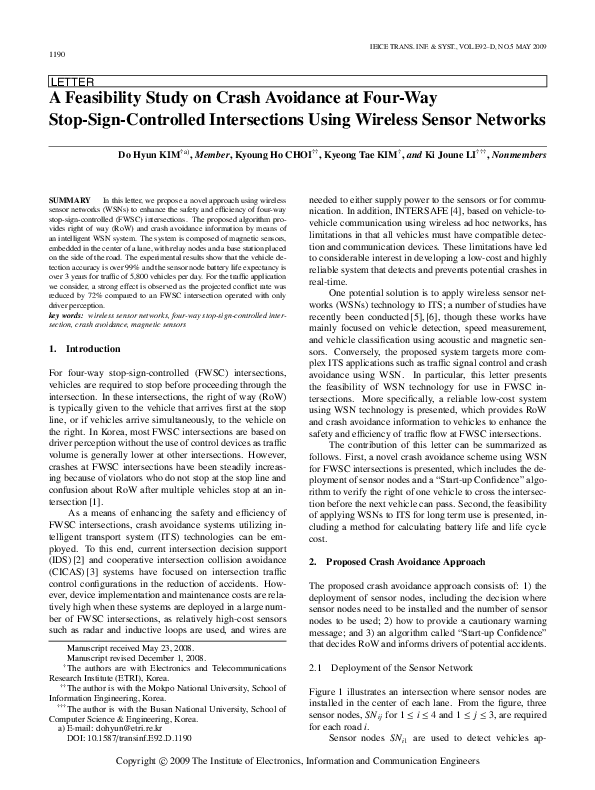 (PDF) A Feasibility Study on Crash Avoidance at Four-Way Stop-Sign ...