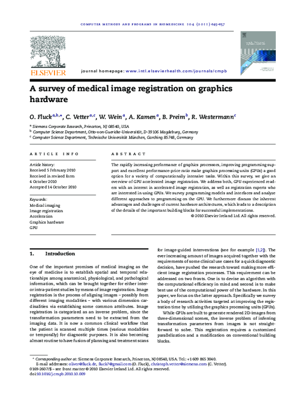 (PDF) A survey of medical image registration on graphics hardware