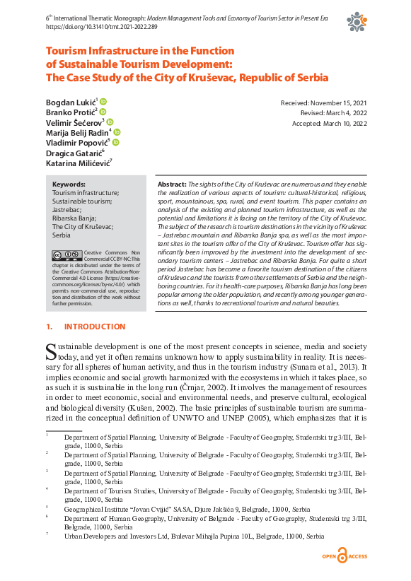 (PDF) Tourism Infrastructure in the Function of Sustainable Tourism ...