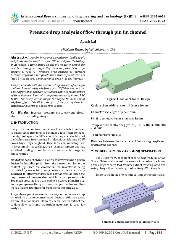 (PDF) Pressure drop analysis of flow through pin fin channel