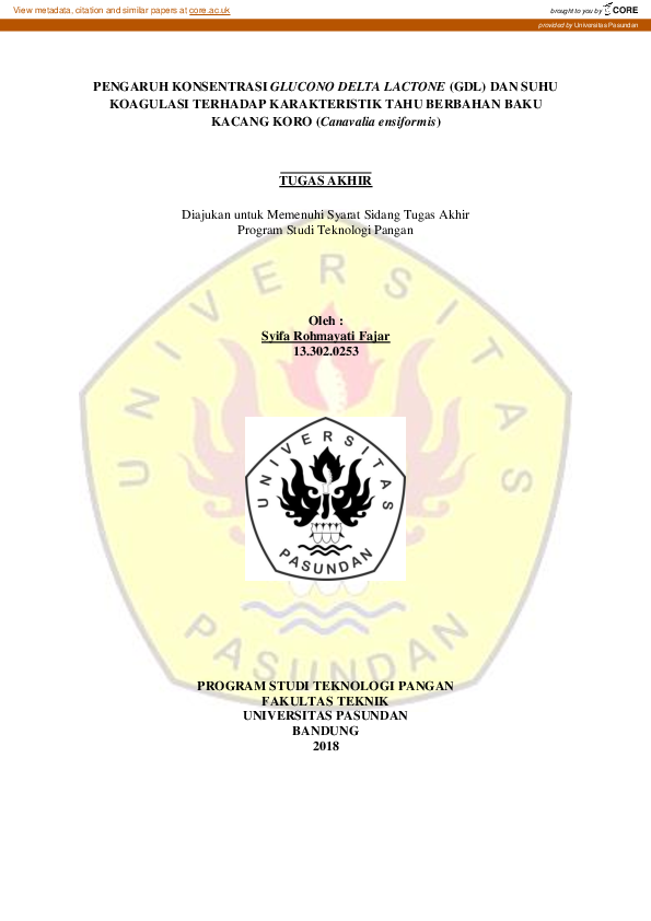 (PDF) PENGARUH KONSENTRASI GLUCONO DELTA LACTONE (GDL) DAN SUHUKOAGULASI TERHADAP KARAKTERISTIK ...
