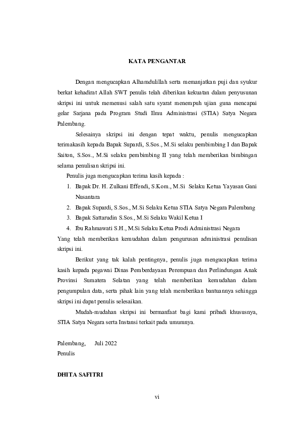 (DOC) Contoh Kata Pengantar Skripsi