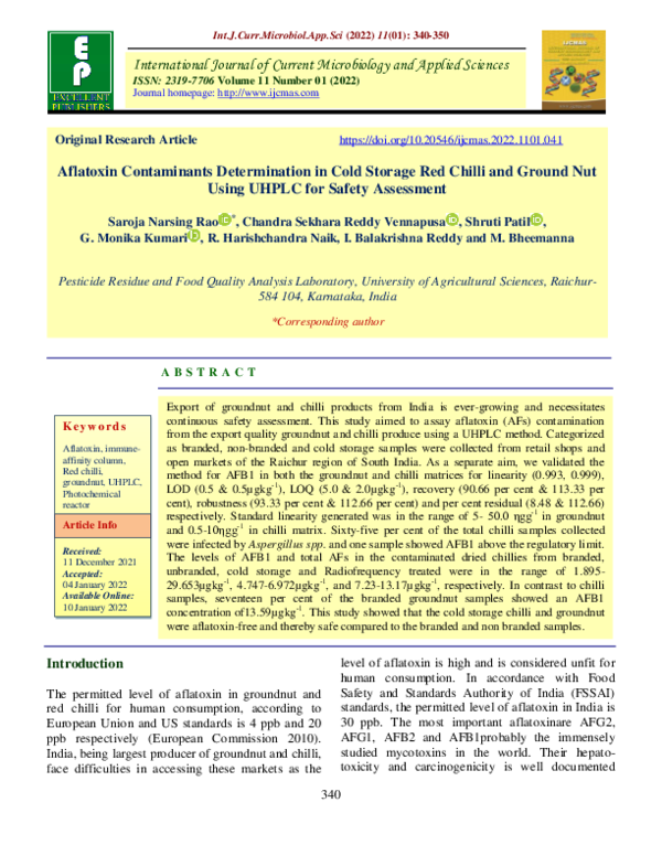 (PDF) Aflatoxin Contaminants Determination in Cold Storage Red Chilli ...