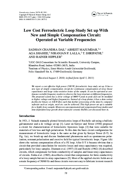 (PDF) Low Cost Ferroelectric Loop Study Set up With New and Simple Compensation Circuit ...