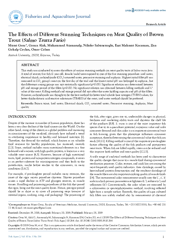 (PDF) The Effects of Different Stunning Techniques on Meat Quality of ...