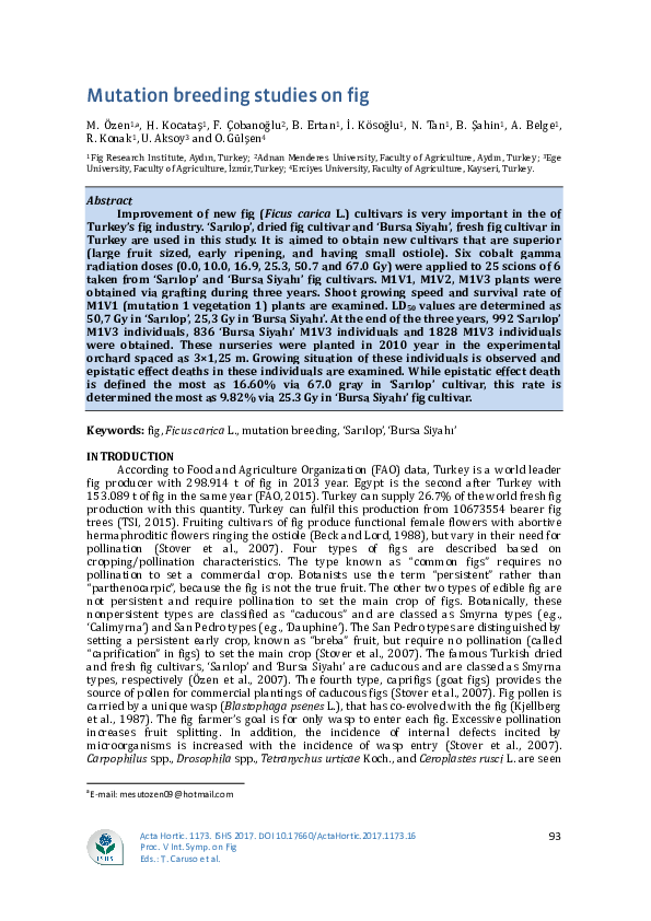 (PDF) Mutation breeding studies on fig