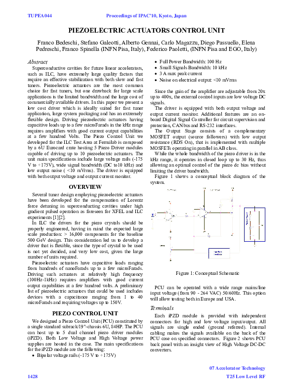 (PDF) Piezoelectric actuators control unit