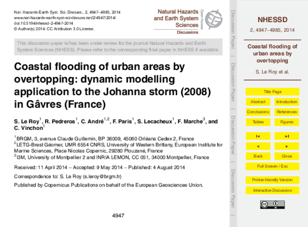 (PDF) Coastal flooding of urban areas by overtopping: dynamic modelling ...