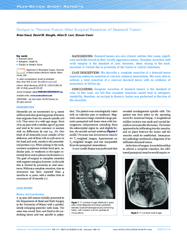 (PDF) Occiput to Thoracic Fusion After Surgical Resection of Desmoid Tumor