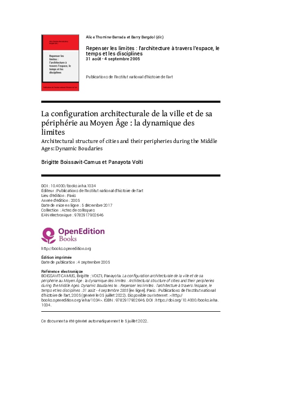 (PDF) La configuration architecturale de la ville et de sa périphérie ...