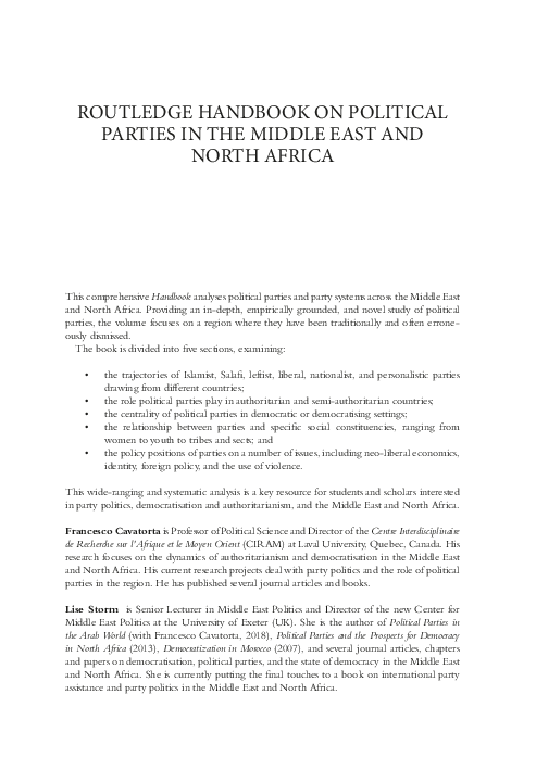 (PDF) Routledge Handbook on Political Parties in the Middle East and ...