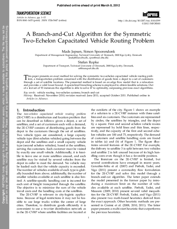 (PDF) A Branch-and-Cut Algorithm for the Symmetric Two-Echelon ...
