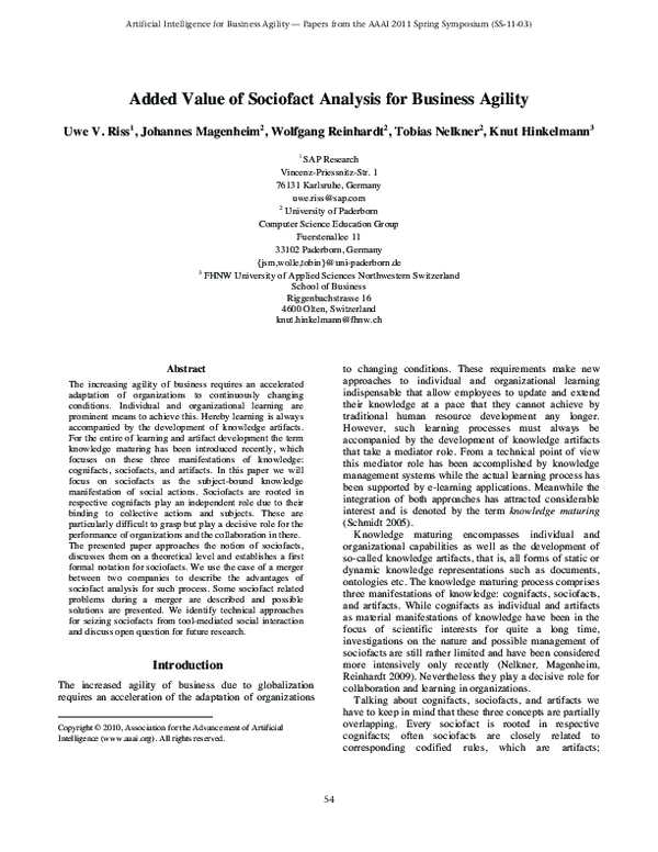 (PDF) Added Value of Sociofact Analysis for Business Agility | Uwe Riss ...