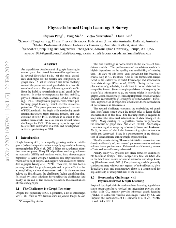 (PDF) Physics-Informed Graph Learning: A Survey