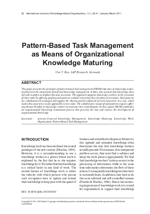 (PDF) Pattern-Based Task Management as Means of Organizational ...