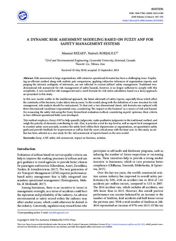 (PDF) A Dynamic Risk Assessment Modeling Based on Fuzzy Anp for Safety Management Systems ...
