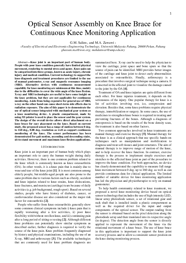 (PDF) Optical Sensor Assembly On Knee Brace For Continuous Knee ...