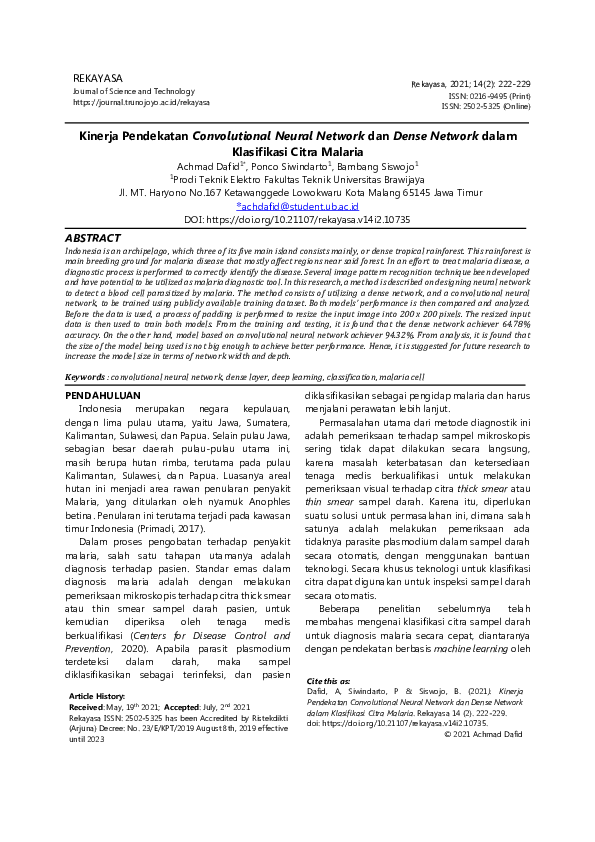 (PDF) Kinerja Pendekatan Convolutional Neural Network dan Dense Network dalam Klasifikasi Citra ...
