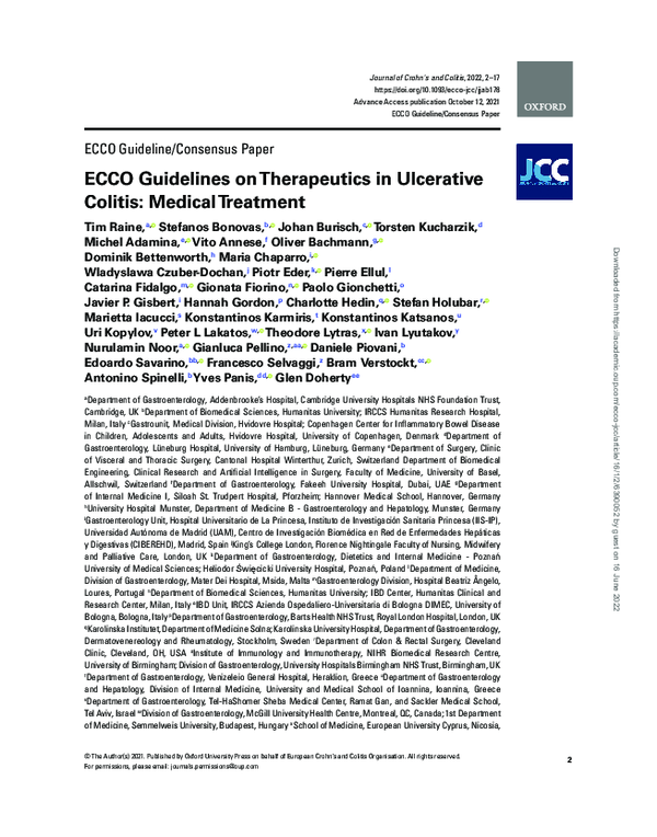 (PDF) ECCO Guidelines on Therapeutics in Ulcerative Colitis: Medical ...