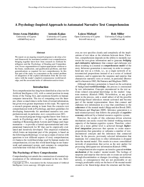 (PDF) A Psychology-Inspired Approach to Automated Narrative Text ...