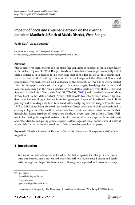 (PDF) Impact of floods and river-bank erosion on the riverine people in ...