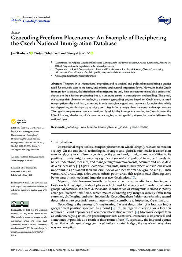 (PDF) Geocoding Freeform Placenames: An Example of Deciphering the ...