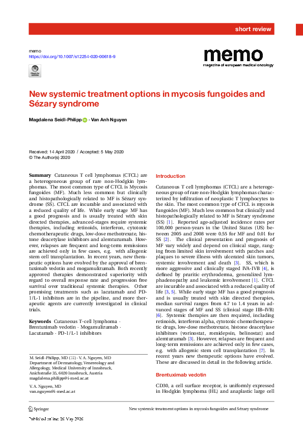 (PDF) New systemic treatment options in mycosis fungoides and Sézary ...