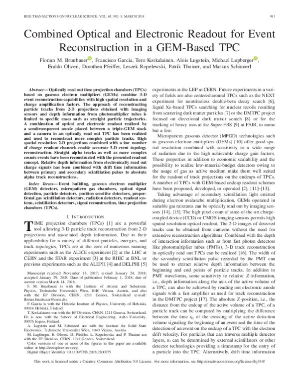 (PDF) Combined Optical and Electronic Readout for Event Reconstruction ...