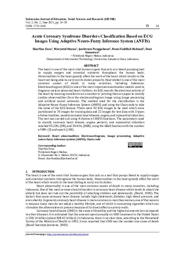 (PDF) Acute Coronary Syndrome Disorders Classification Based On ECG Images Using Adaptive Neuro ...