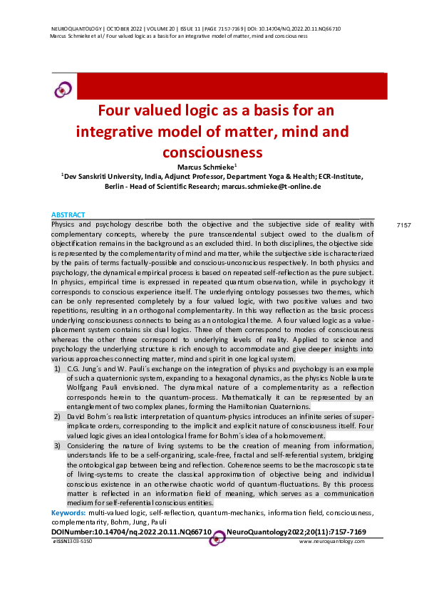 (PDF) Four valued logic as a basis for an integrative model of matter ...