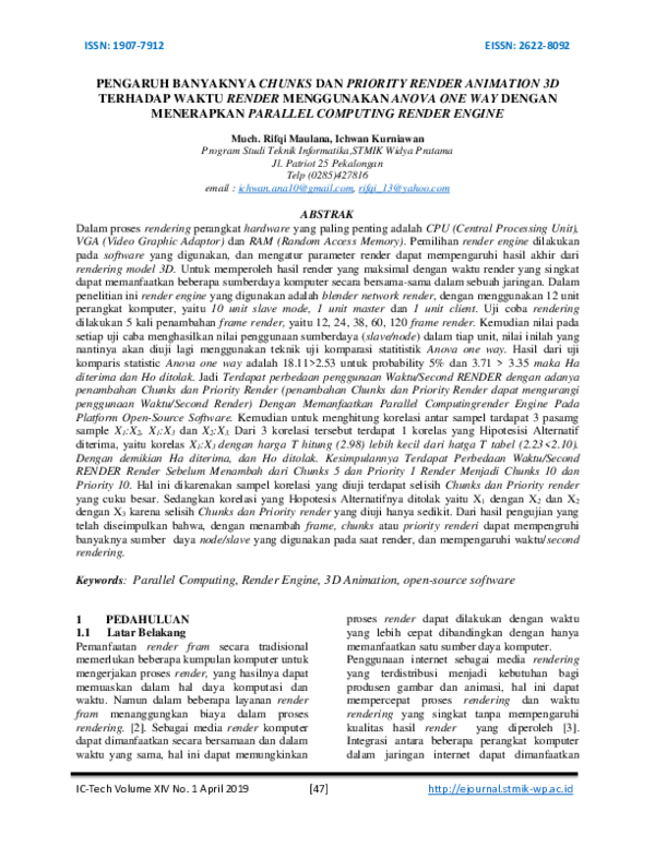 Pengaruh Banyaknya Chunks Dan Priority Render Animation 3D Terhadap Waktu Render Menggunakan ...