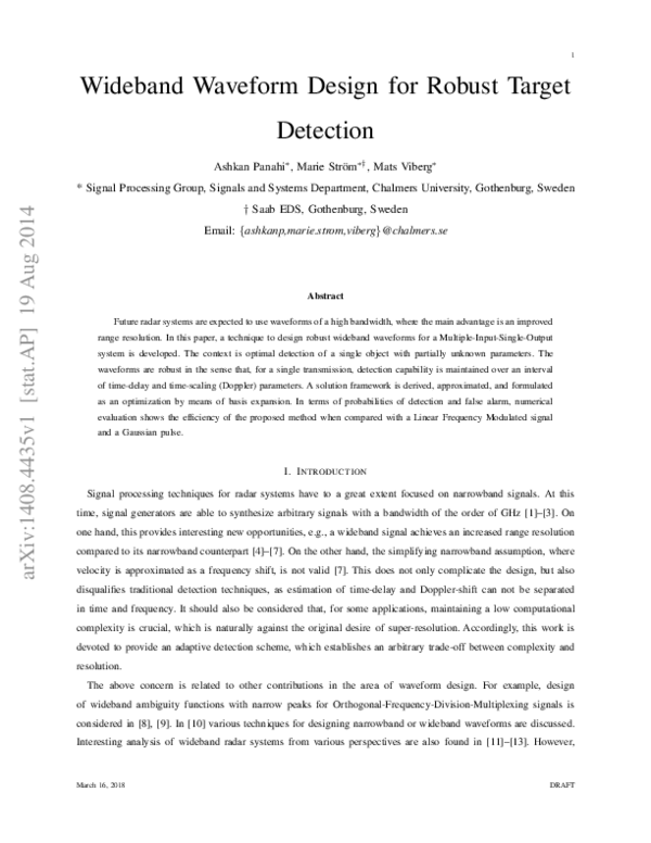 Wideband Waveform Design For Robust Target Detection