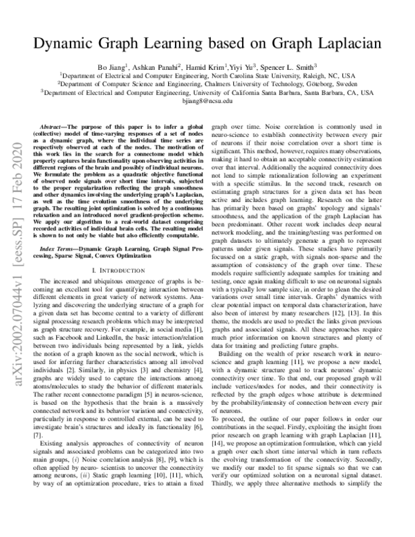 Pdf Dynamic Graph Learning Based On Graph Laplacian