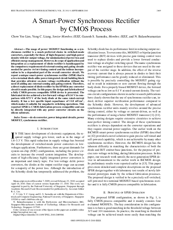 (PDF) A Smart-Power Synchronous Rectifier by CMOS Process