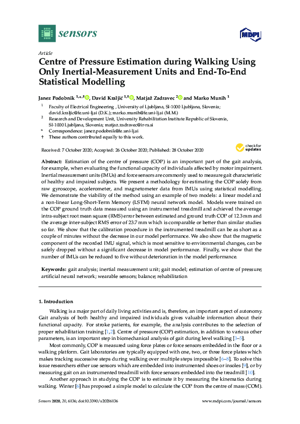 (PDF) Centre of Pressure Estimation during Walking Using Only Inertial-Measurement Units and End ...