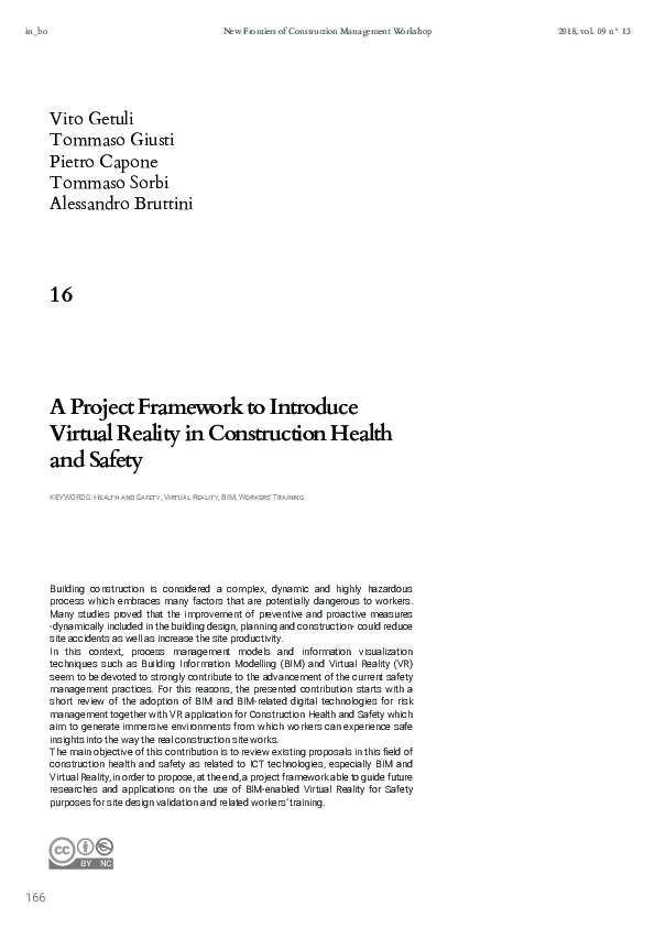 (PDF) A project framework to introduce Virtual Reality in construction Health and Safety