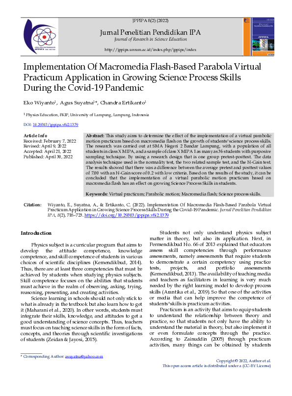 (PDF) Implementation Of Macromedia Flash-Based Parabola Virtual Practicum Application in Growing ...