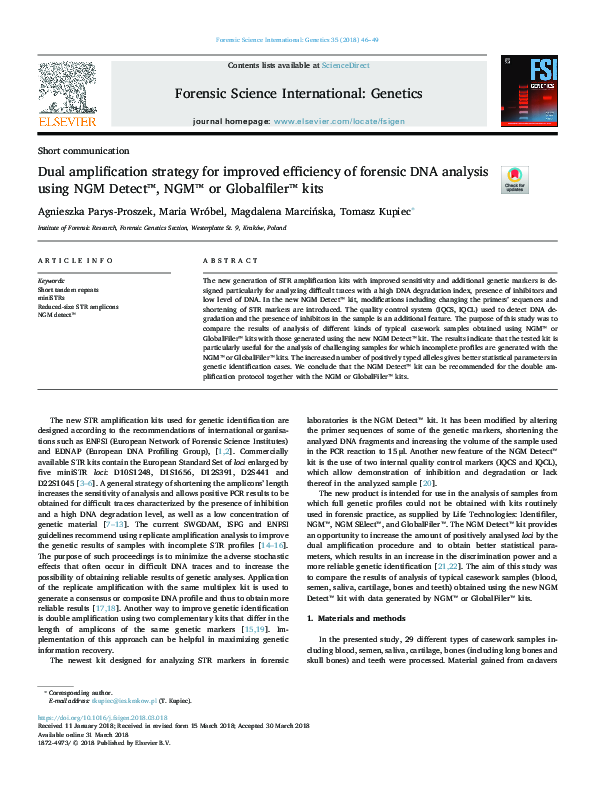 (PDF) Dual amplification strategy for improved efficiency of forensic ...