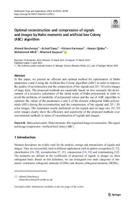 (PDF) Optimal reconstruction and compression of signals and images by Hahn moments and ...