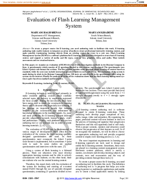 (PDF) Evaluation of Flash Learning Management System