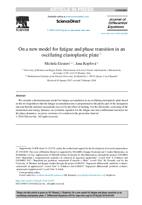 (PDF) On a new model for fatigue and phase transition in an oscillating ...
