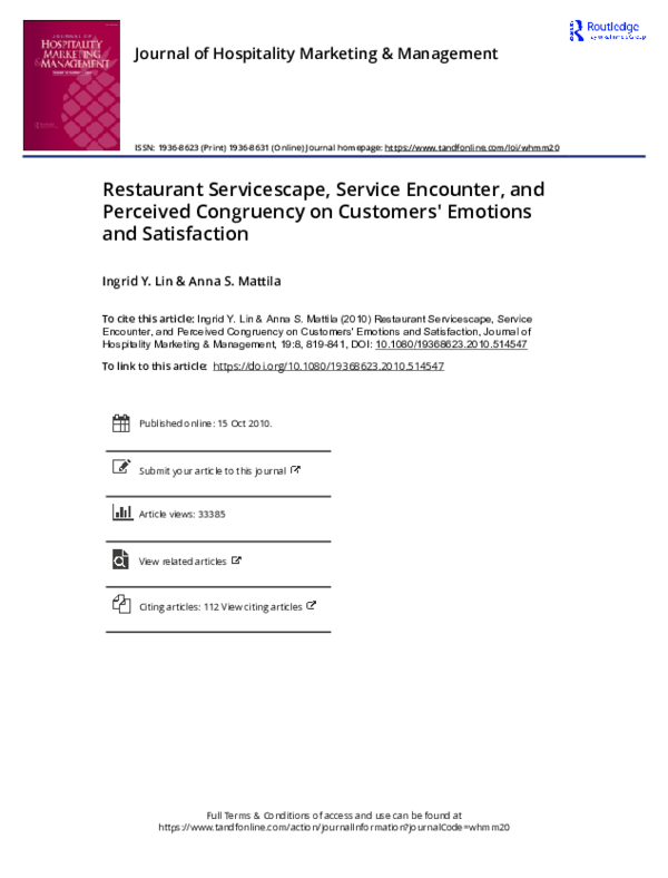 (PDF) Restaurant Servicescape, Service Encounter, and Perceived ...