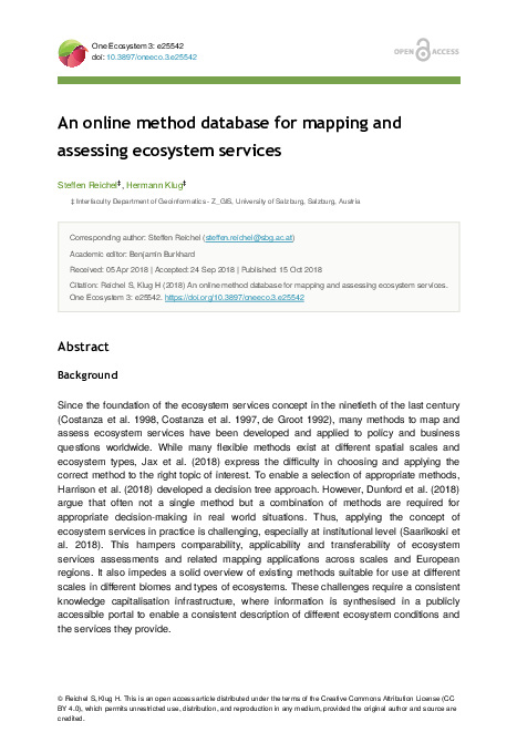 (PDF) An online method database for mapping and assessing ecosystem ...