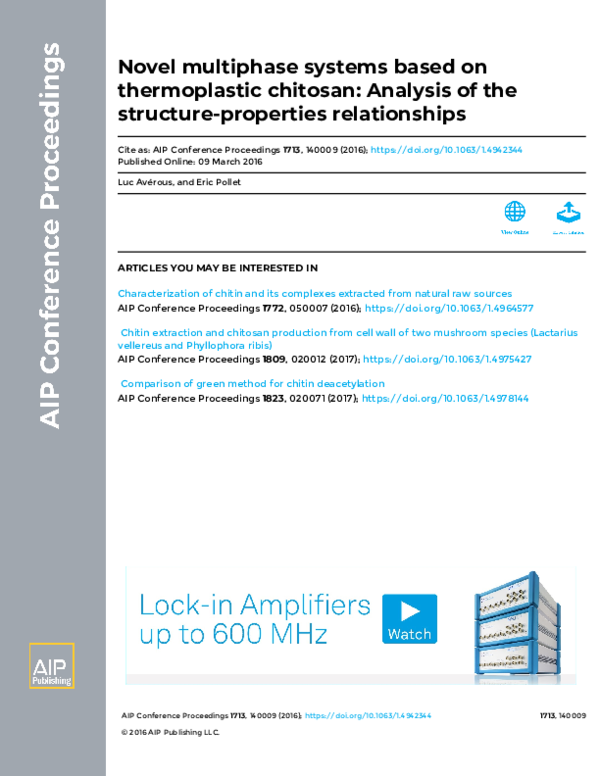 (PDF) Novel multiphase systems based on thermoplastic chitosan: Analysis of the structure ...