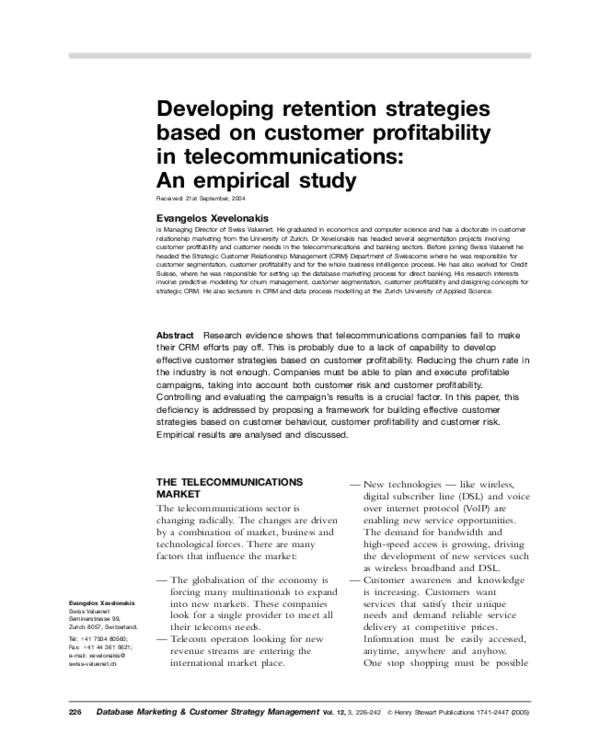 (PDF) Developing retention strategies based on customer profitability ...
