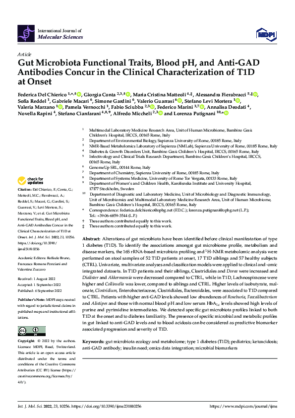 (PDF) Gut Microbiota Functional Traits, Blood pH, and Anti-GAD ...