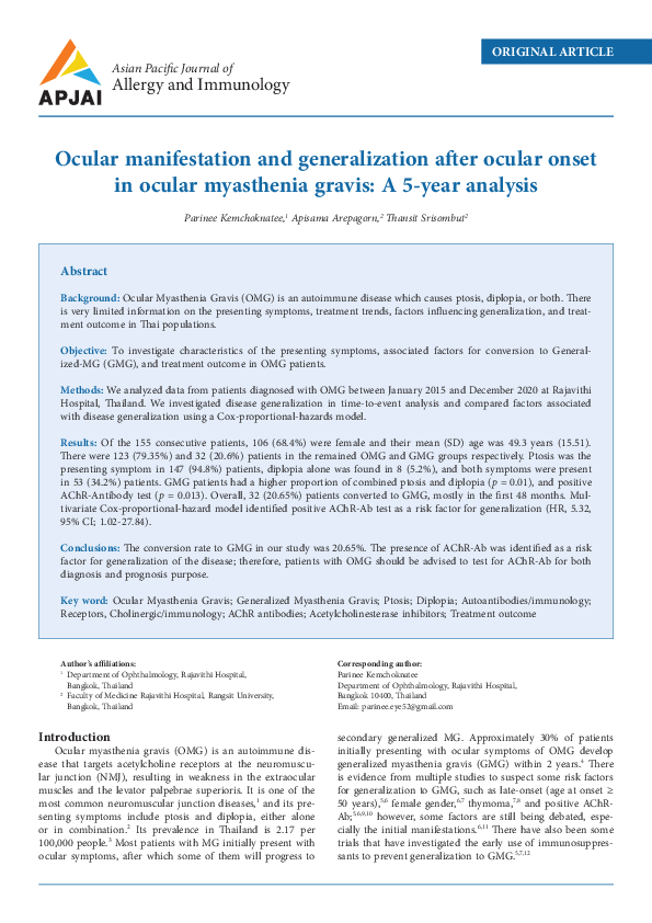 (PDF) Ocular manifestation and generalization after ocular onset in ...