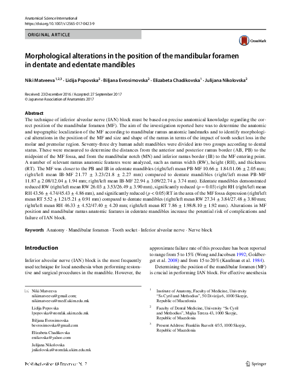 (PDF) Morphological alterations in the position of the mandibular ...