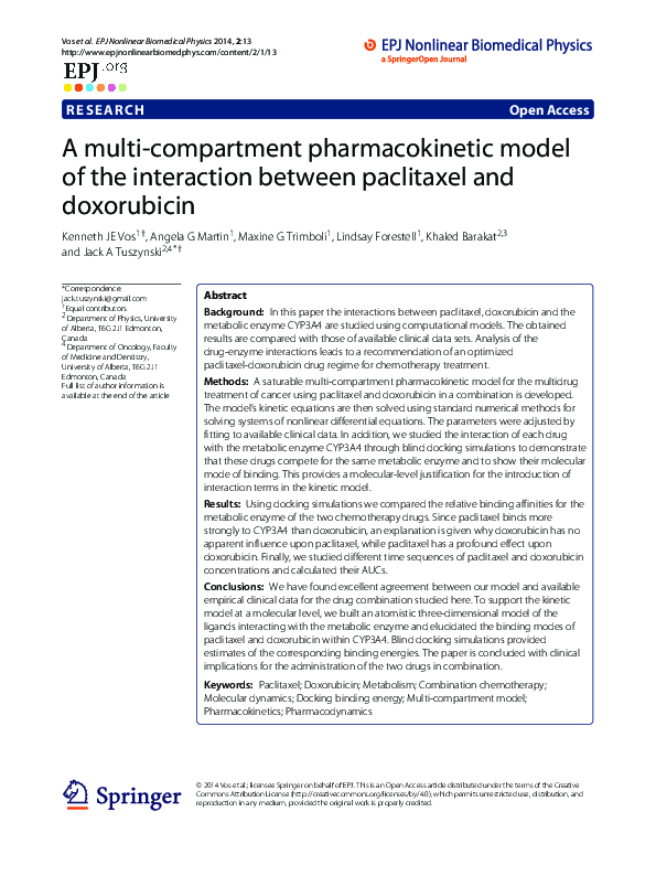 (PDF) A multi-compartment pharmacokinetic model of the interaction between paclitaxel and ...